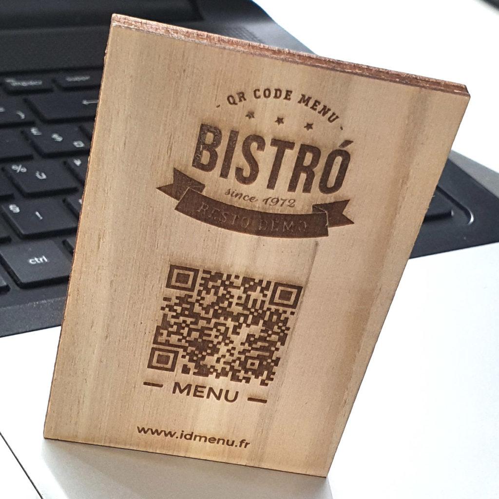 Support bois pour QR Code - ID Menu