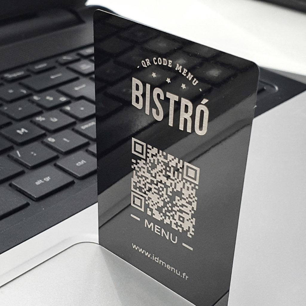 Support alu noir pour QR Code - ID Menu